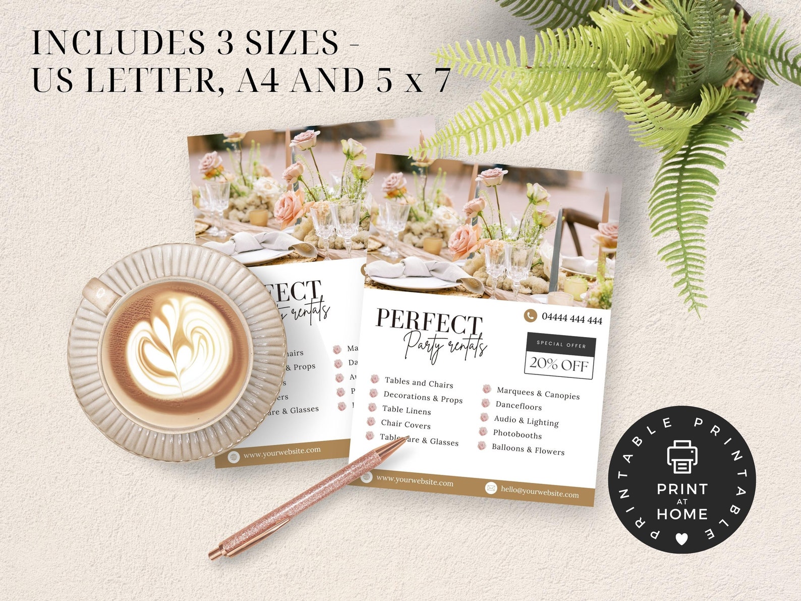 Party Rental Flyer Template, DIY Leaflet for Party Equipment Hire ...