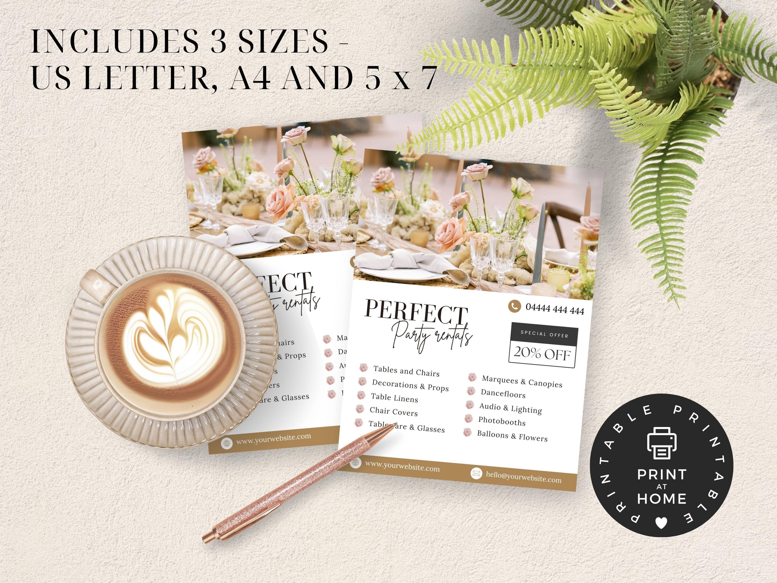 Party Rental Flyer Template, DIY Leaflet for Party Equipment Hire ...