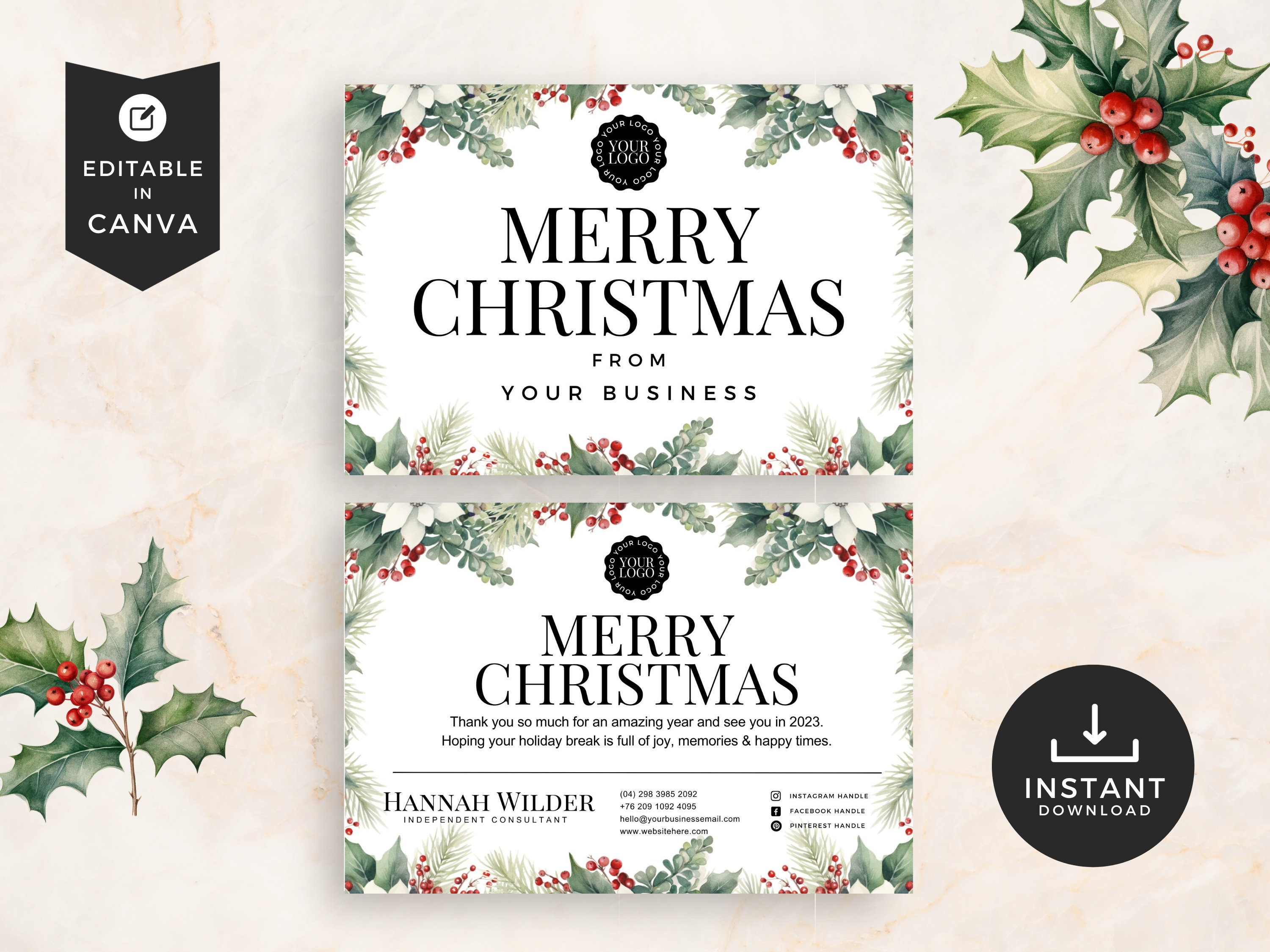 Company Business Christmas Cards, Happy Holidays Card for Clients ...