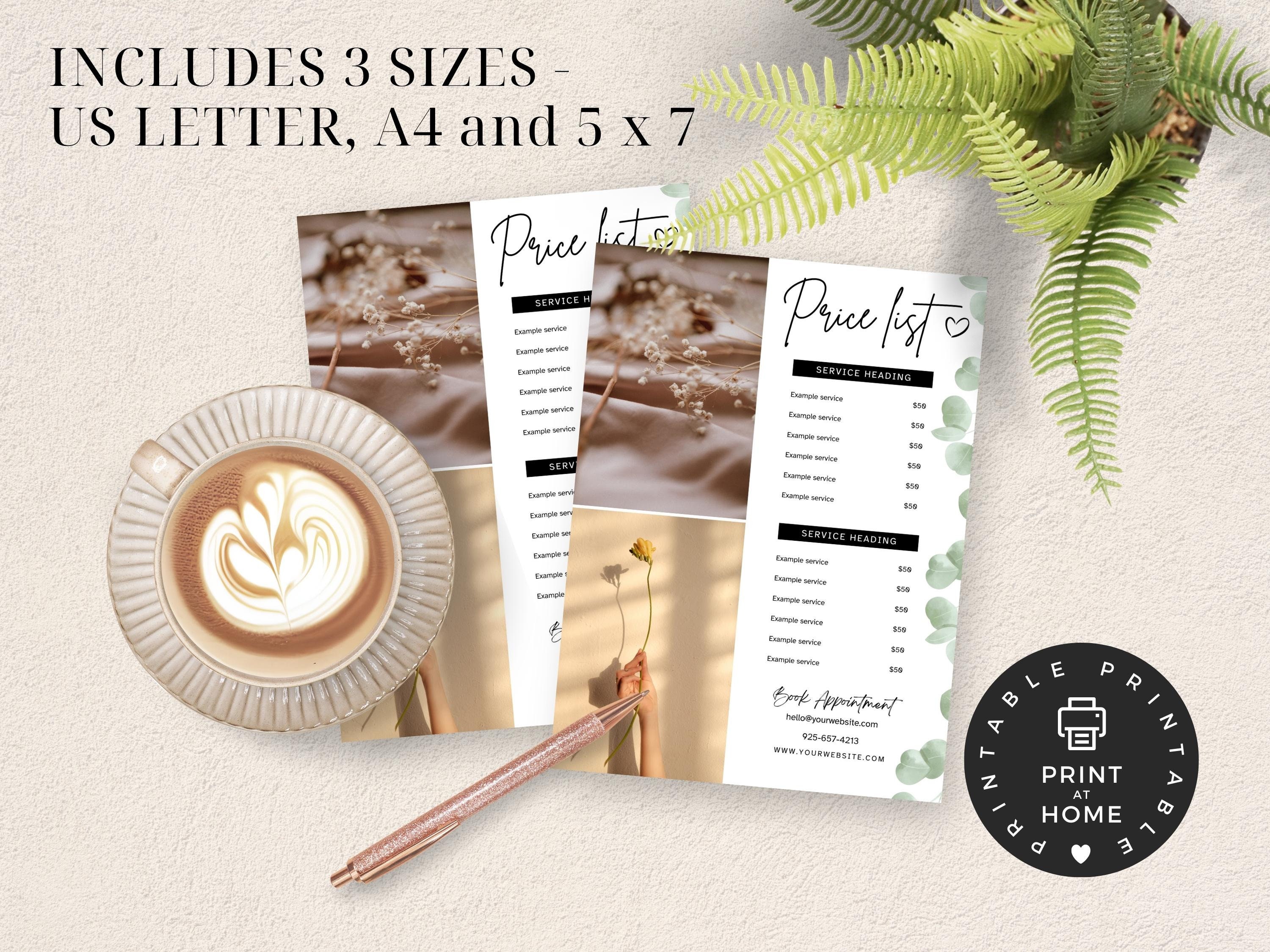 Minimalistic Price List Template, DIY Minimal Price List, Canva ...