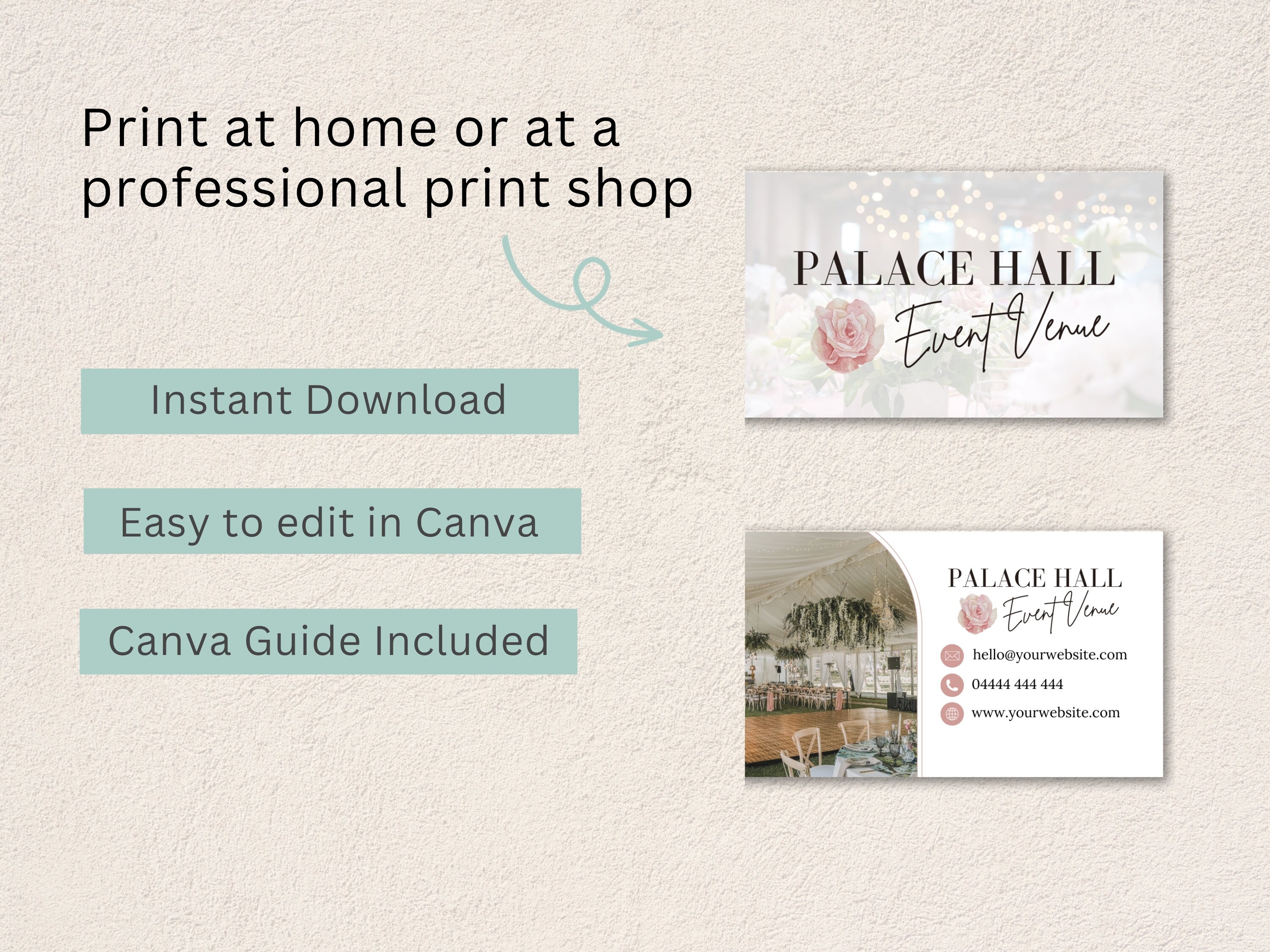 Event Venue Business Cards, INSTANT DOWNLOAD, Event Space Rental Cards ...