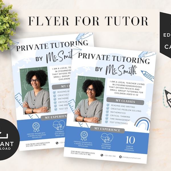 Tutoring Flyer - Etsy
