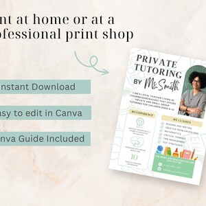 Tutoring Flyer Template, Editable Leaflet for Tutor, INSTANT DOWNLOAD ...