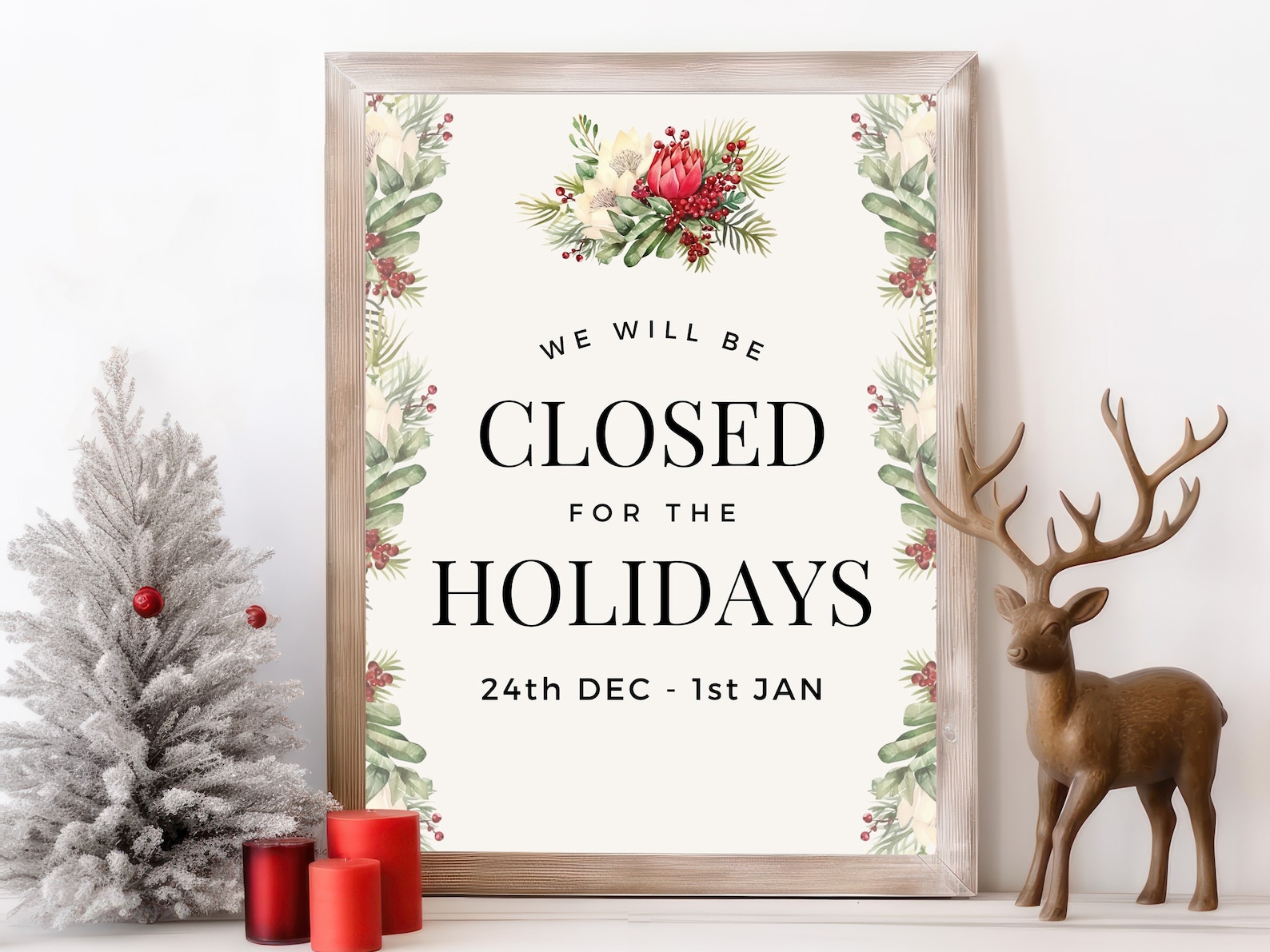 We Are Closed for the Holidays Sign, Christmas Store Opening Hours ...