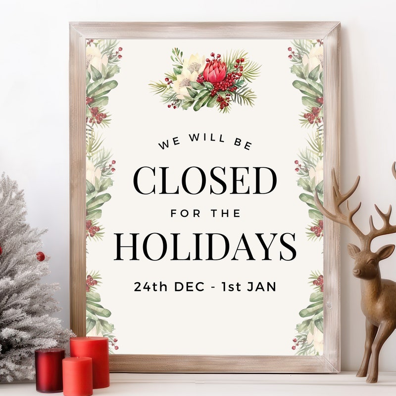 Christmas Holidays Closed Sign - Etsy