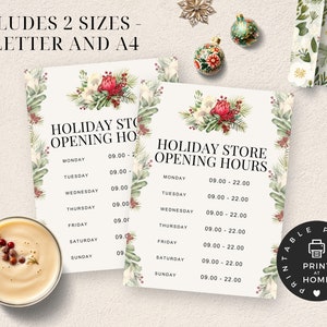 Holiday Store Opening Hours, Christmas Business Sign Template, INSTANT ...