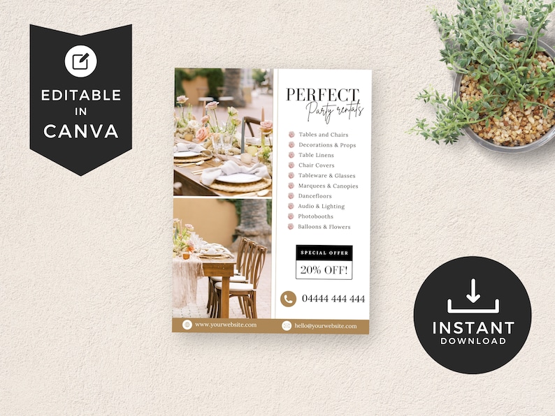 Party Rental Flyer Template, DIY Leaflet for Party Equipment Hire ...