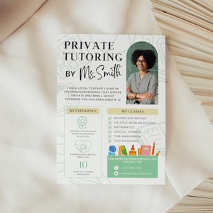 Tutoring Flyer Template, Editable Leaflet for Tutor, INSTANT DOWNLOAD ...
