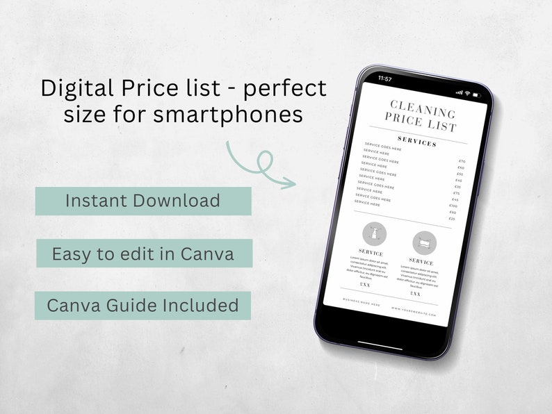 Digital Price List Template for Cleaning Business, Editable Canva ...