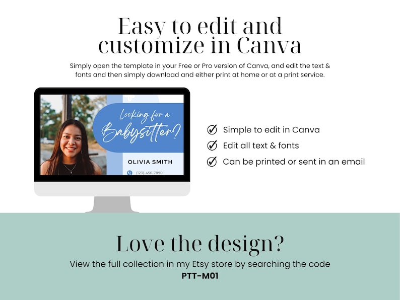 Babysitting Flyer Template, Poster for Babysitter, INSTANT DOWNLOAD, Editable Canva Template ...