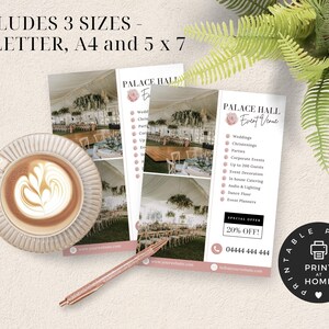 Event Space Rental Flyer, Event Venue Flyer, DIY Leaflet for Venue ...