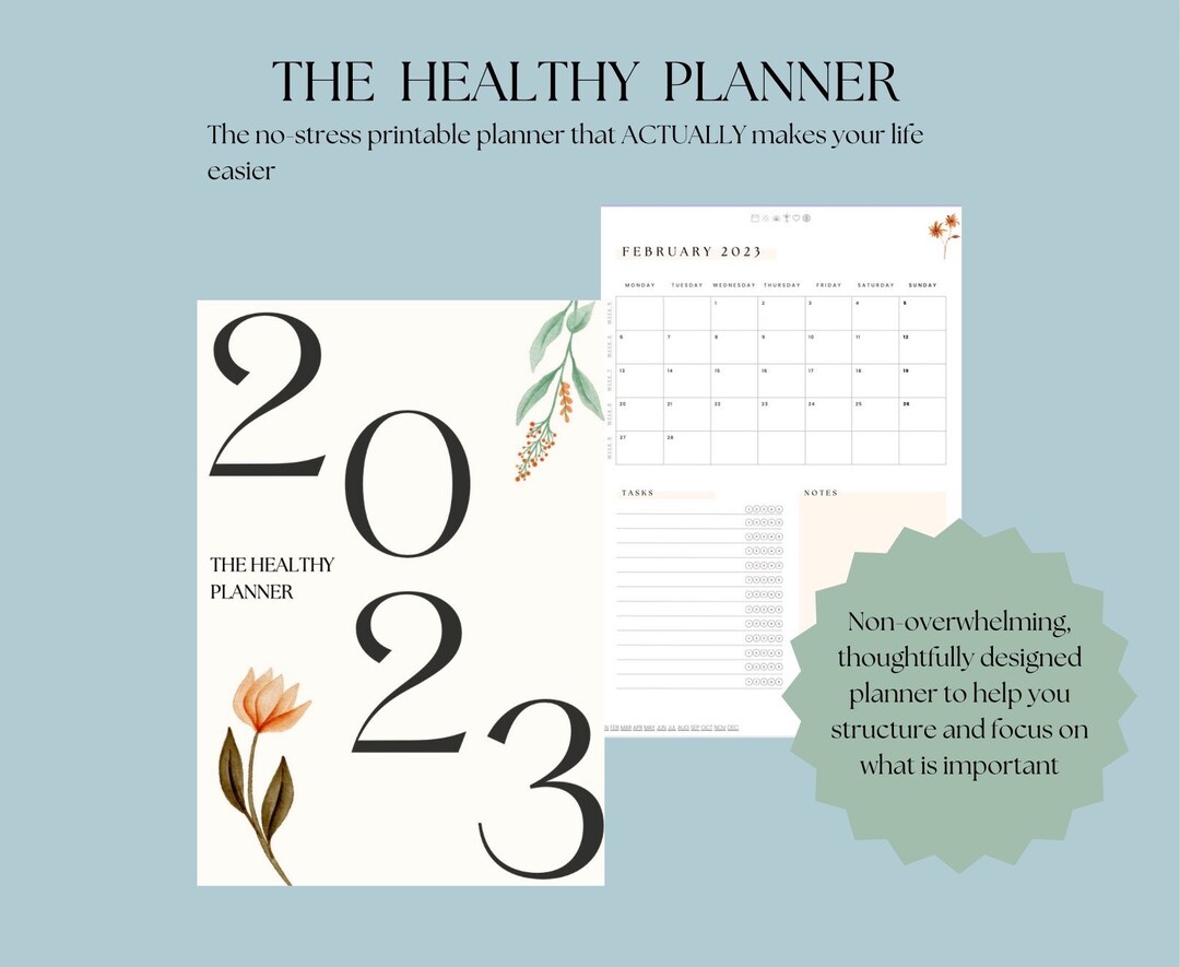2023 the Healthy Planner Dated Printable Planner Calendar Stress-free ...