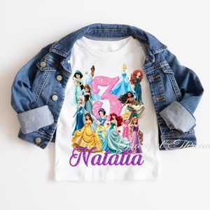 Disney Princesses Birthday Shirt, Princess Birthday Tee, Disney Princess Group Family Birthday T ...