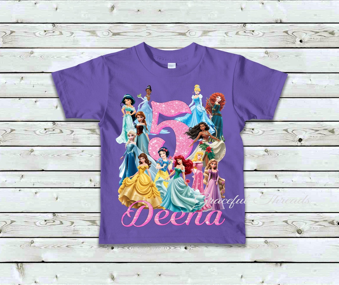 Disney Princesses Birthday Shirt, Princess Birthday Tee, Disney Princess Group Family Birthday T ...