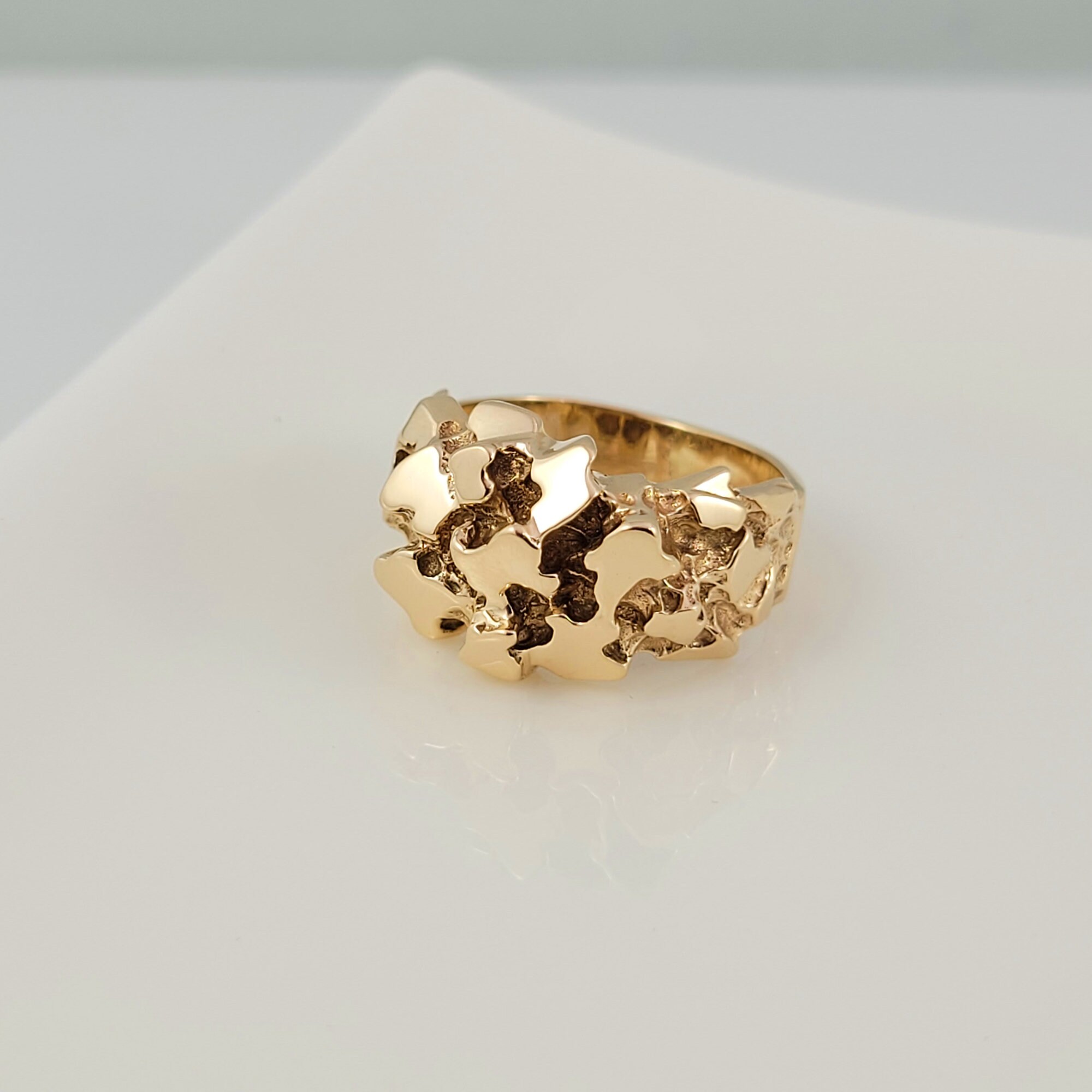 Nugget Ring 14k Gold Nugget Mens Ring Chunky Molten Gold Pinky Ring for ...