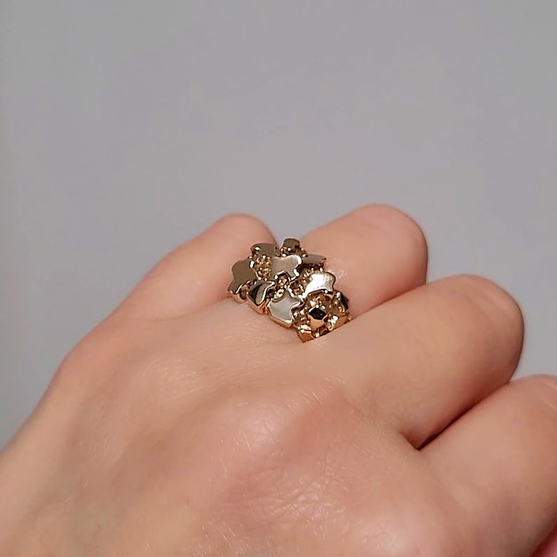 Nugget Ring 14k Gold Nugget Mens Ring Chunky Molten Gold Pinky Ring for ...