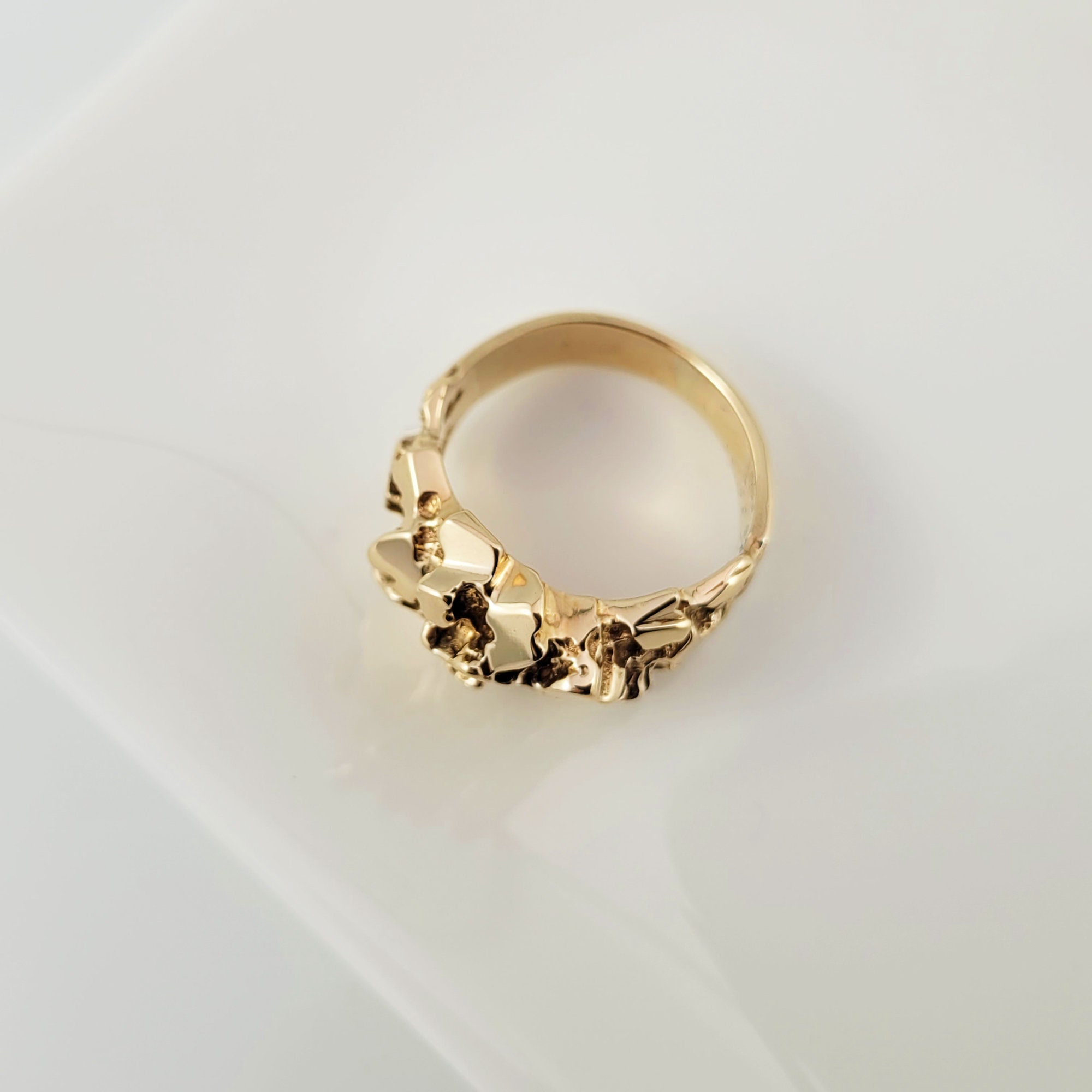 Nugget Ring 14k Gold Nugget Mens Ring Chunky Molten Gold Pinky Ring for ...