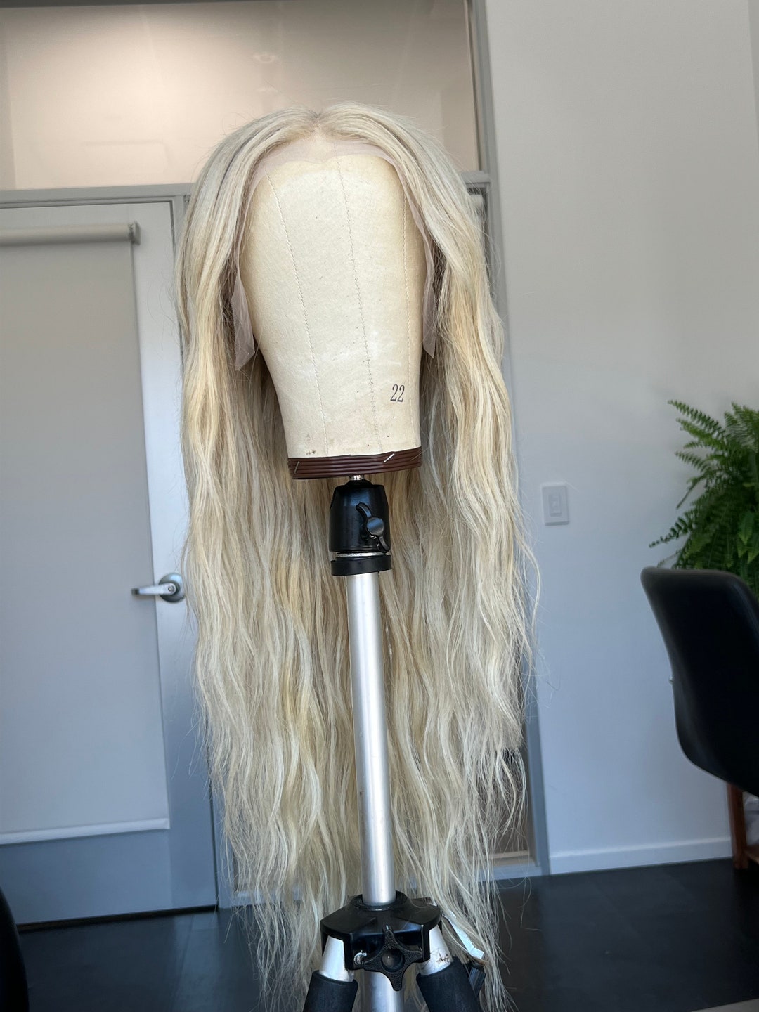 26 Inch Custom Colored Bright Lightest Blonde Human Hair Wig - Etsy