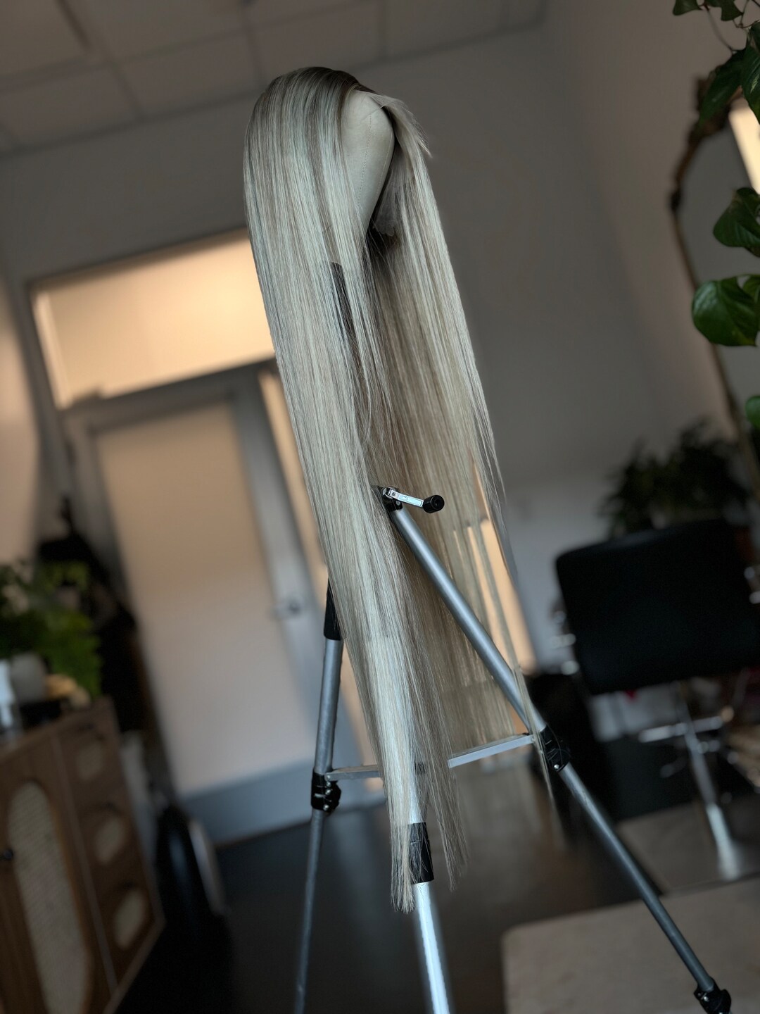 40 Inch Bright Blonde Ashy Balayage Human Hair Wig - Etsy