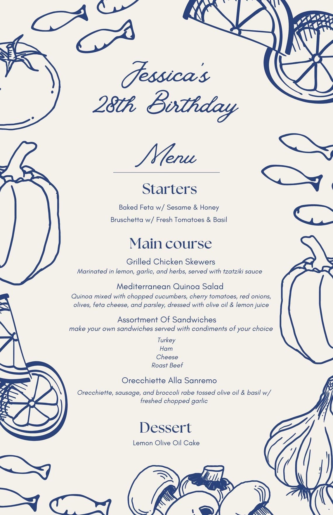 Editable 28th Birthday Menu Template | Canva Digital Download - Etsy