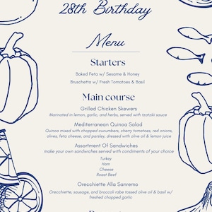 Editable 28th Birthday Menu Template | Canva Digital Download - Etsy