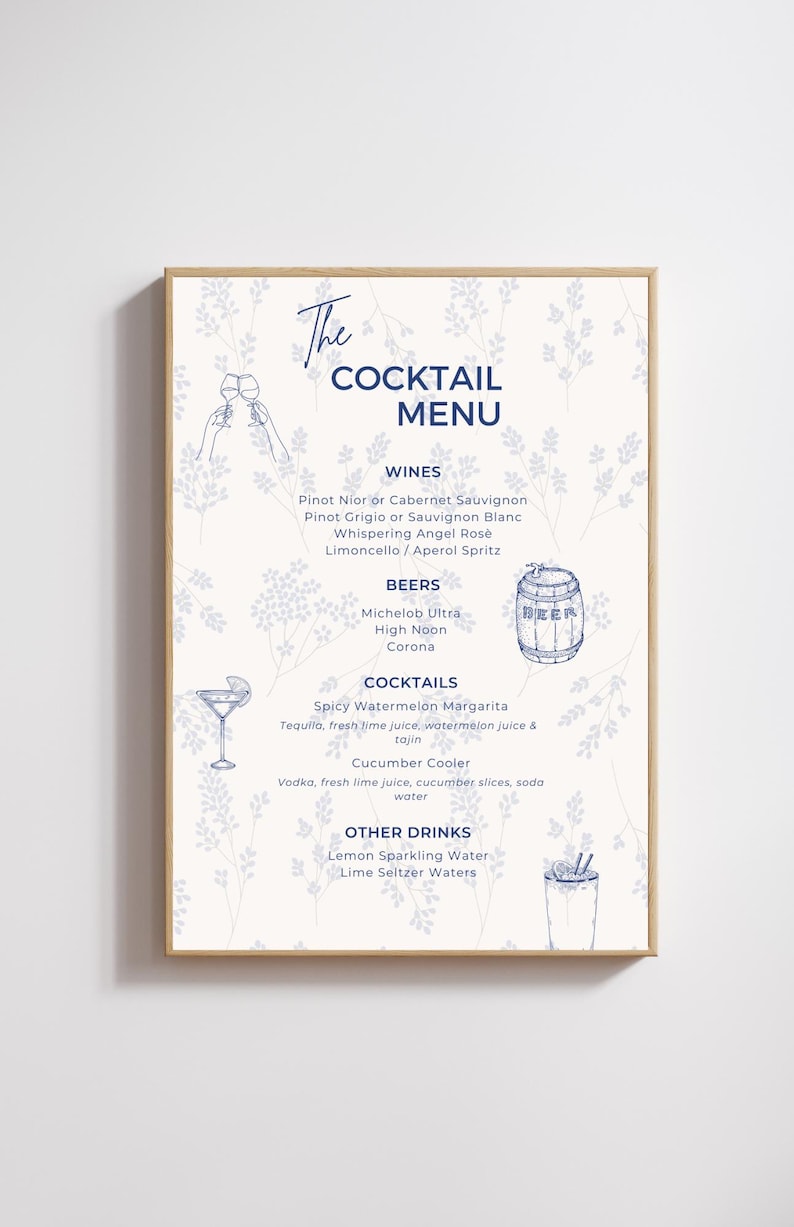 Cocktail Drink Menu - Digital Download - Etsy