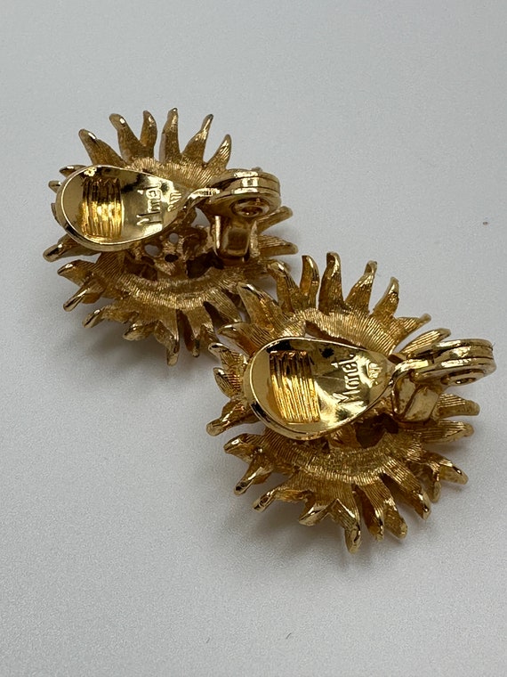 Vintage Monet Signed Gold Tone Paddle Back Earrings C… - Gem