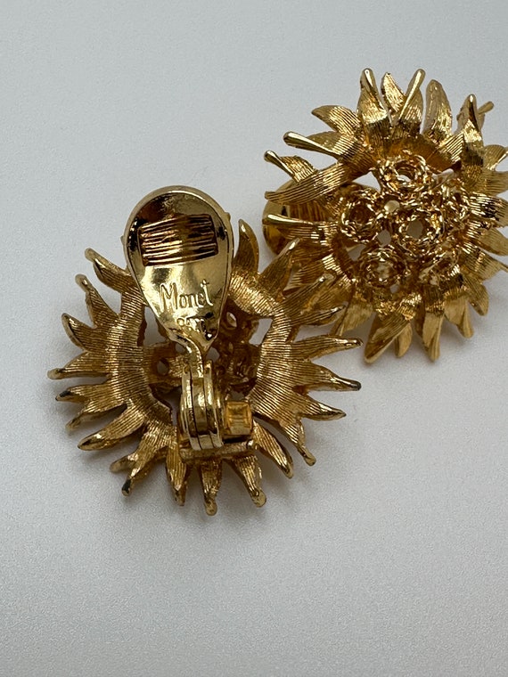 Vintage Monet Signed Gold Tone Paddle Back Earrings C… - Gem