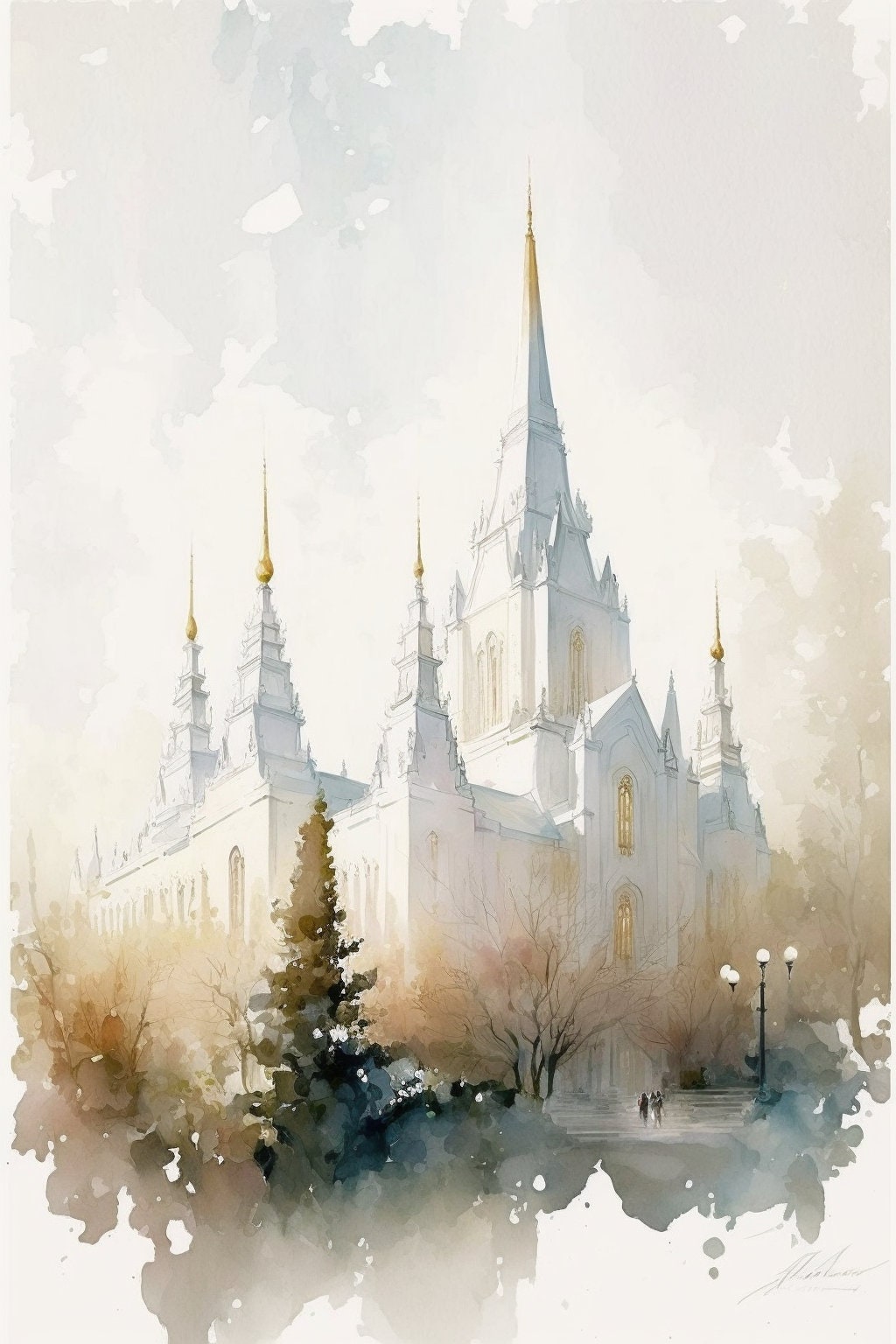 Water Painting of Lds Temple, Temple Painting, Lds Temple, Painting ...