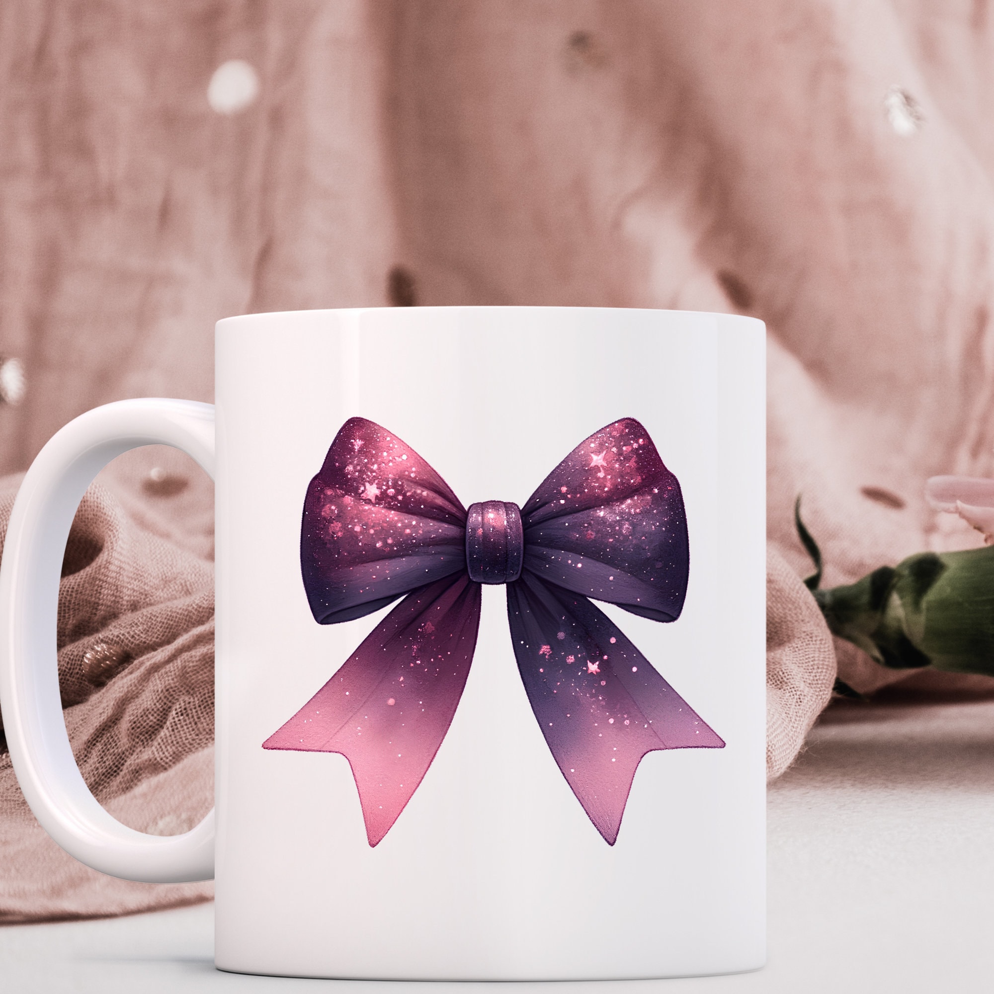 Bow PNG / Pink and Purple Bow Png / Watercolor Faux Glitter Coquette ...