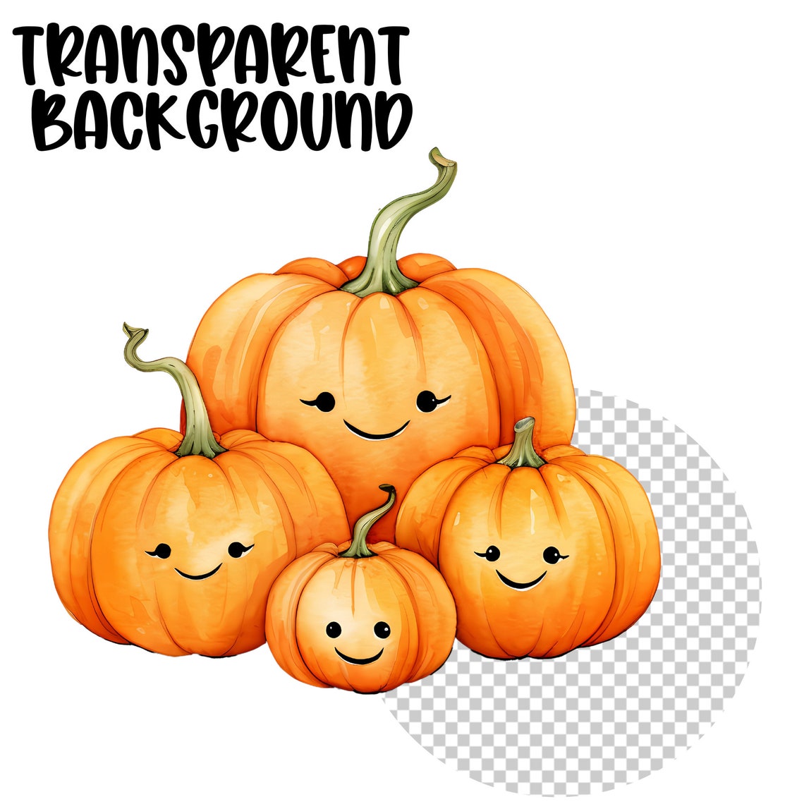 Cute Spooky Halloween Pumpkin PNG Clipart for Print on Demand ...