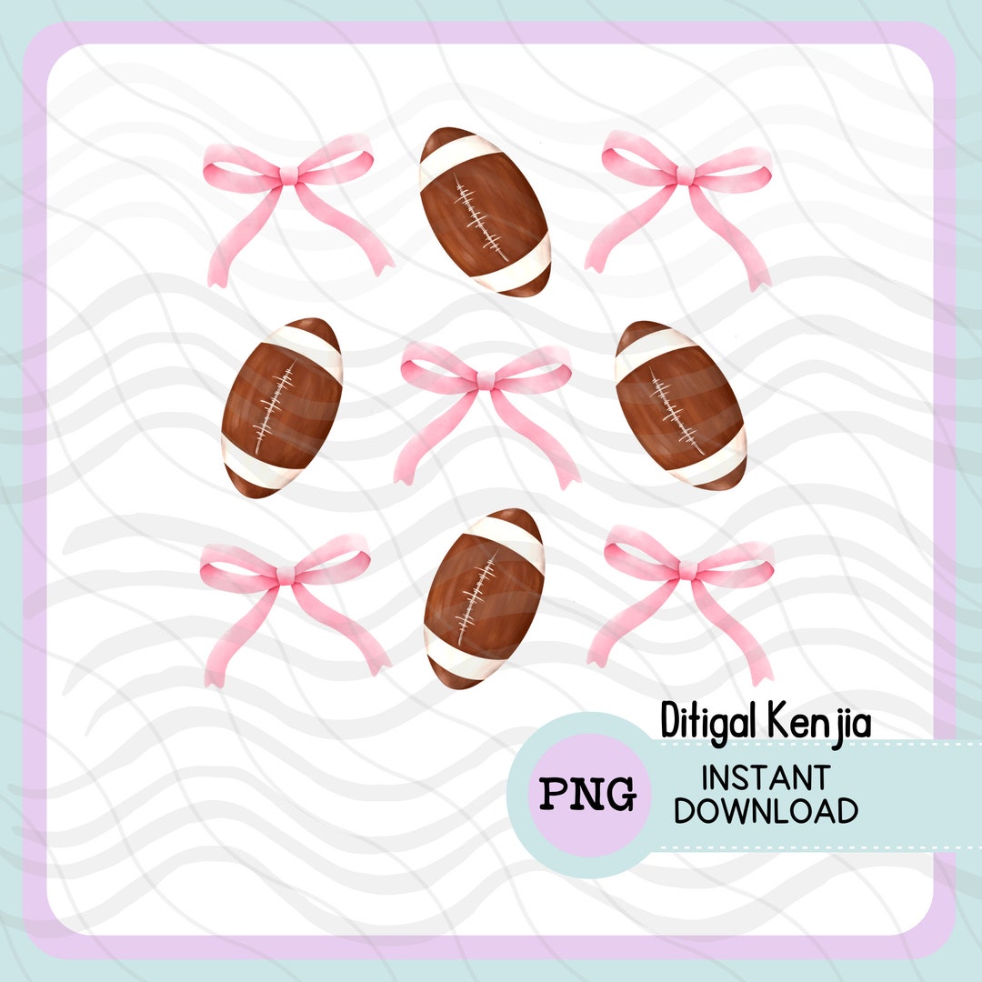 Football Coquette Bow PNG / Soft Girl Era Png / Watercolor Sport Ribbon ...