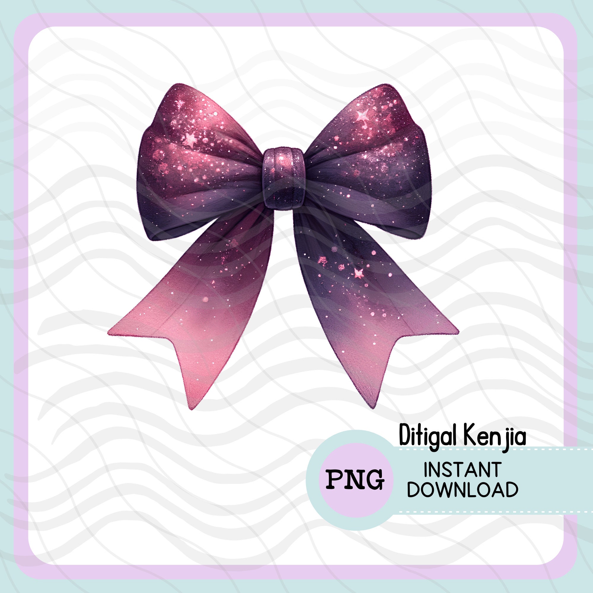 Bow PNG / Pink and Purple Bow Png / Watercolor Faux Glitter Coquette Ribbon / Soft Girl Era Png ...