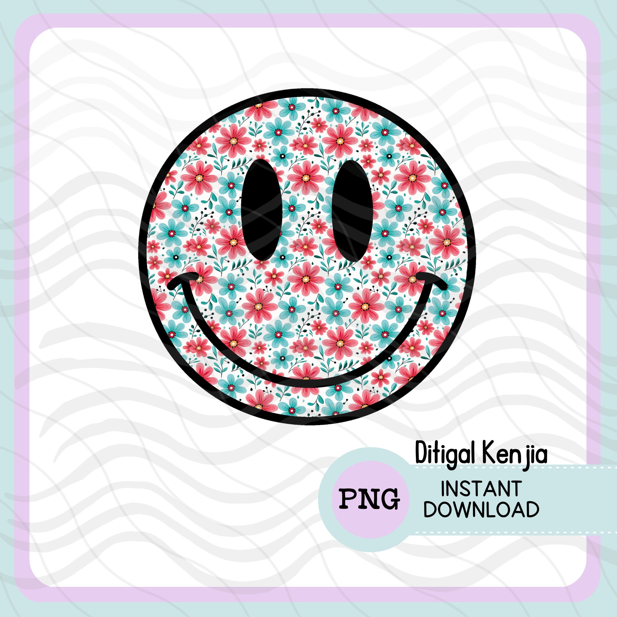 Retro Floral Smiley Face PNG / Vintage Happy Face Png / Aesthetic Shirt ...