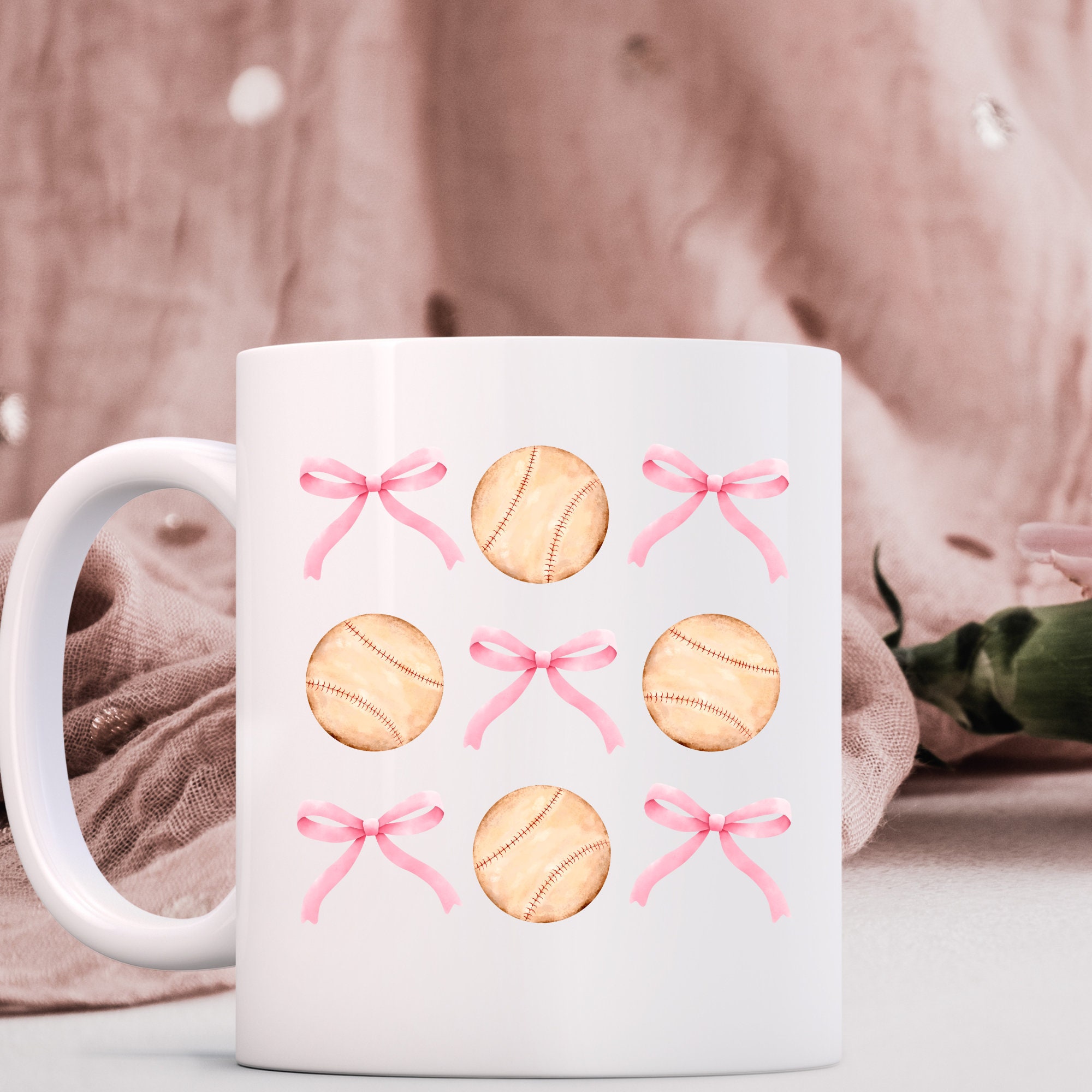 Baseball Coquette Bow PNG / Soft Girl Era Png / Watercolor Sport Ribbon ...