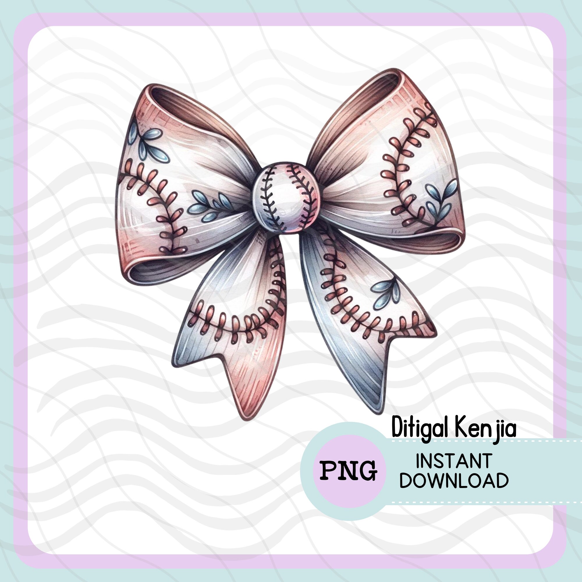 Baseball Bow PNG / Coquette Bow Png / Watercolor Coquette Ribbon / Soft ...