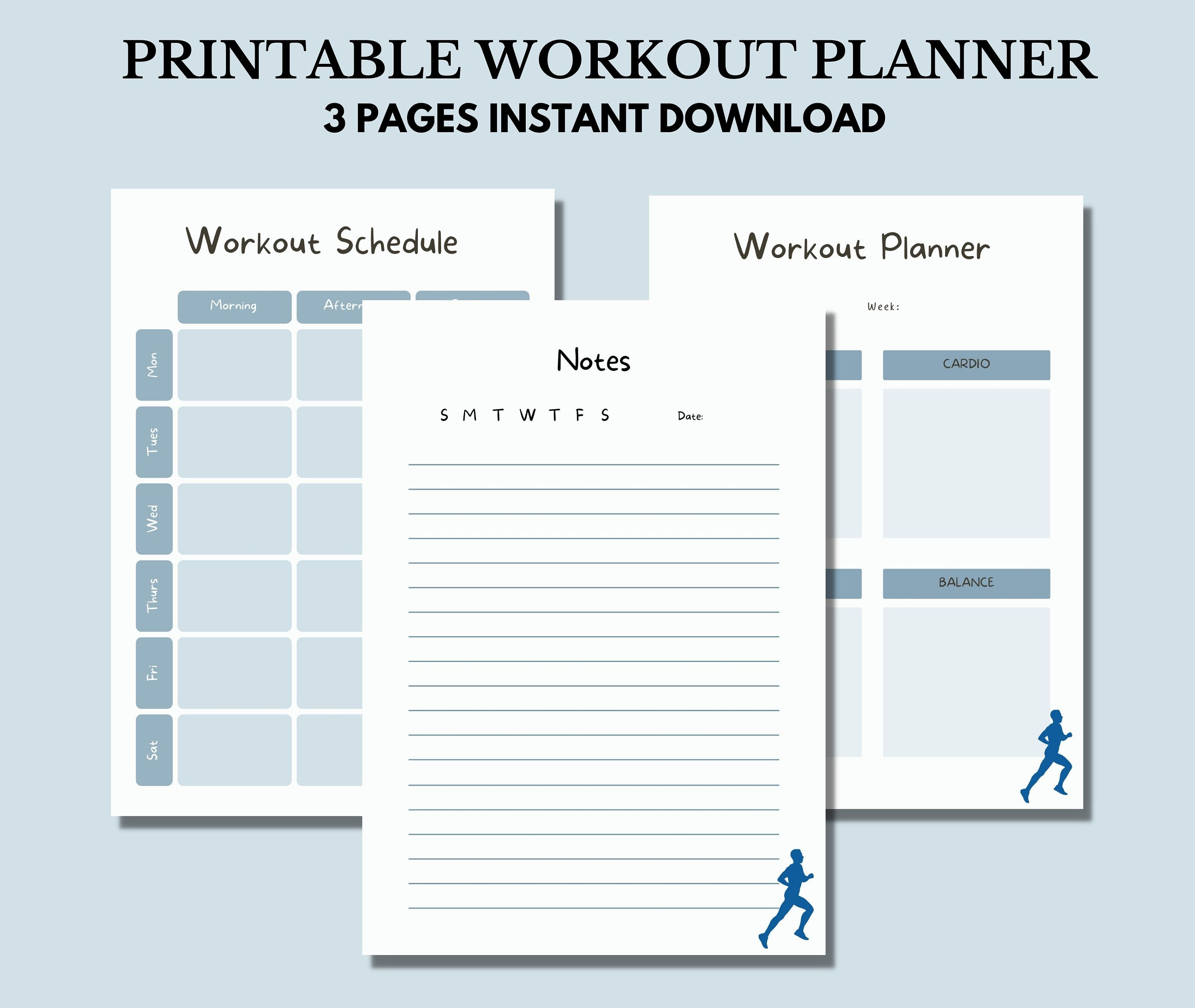 Printable Workout Planner, Printable Workout Fitness Goals, Workout Gym ...
