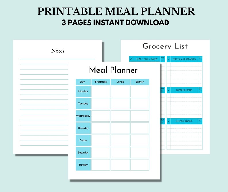 Printable Meal Planner Food Log Meal Prep Tracking Planner - Etsy