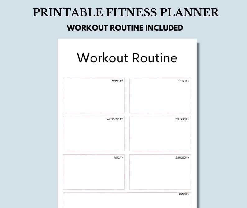 Printable Fitness Planner, Daily Workout Routine Log, - Etsy