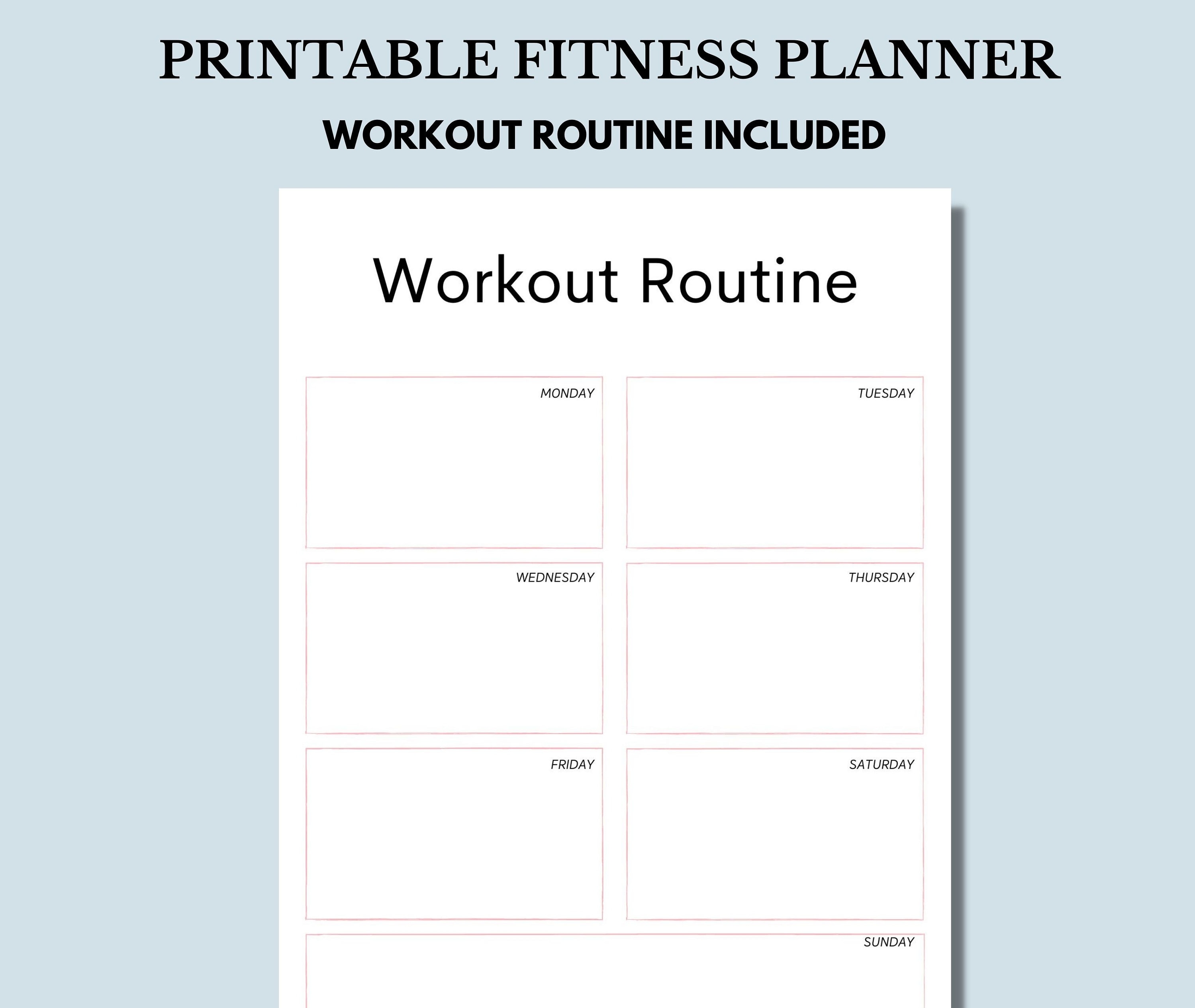 Printable Fitness Planner, Daily Workout Routine Log, - Etsy
