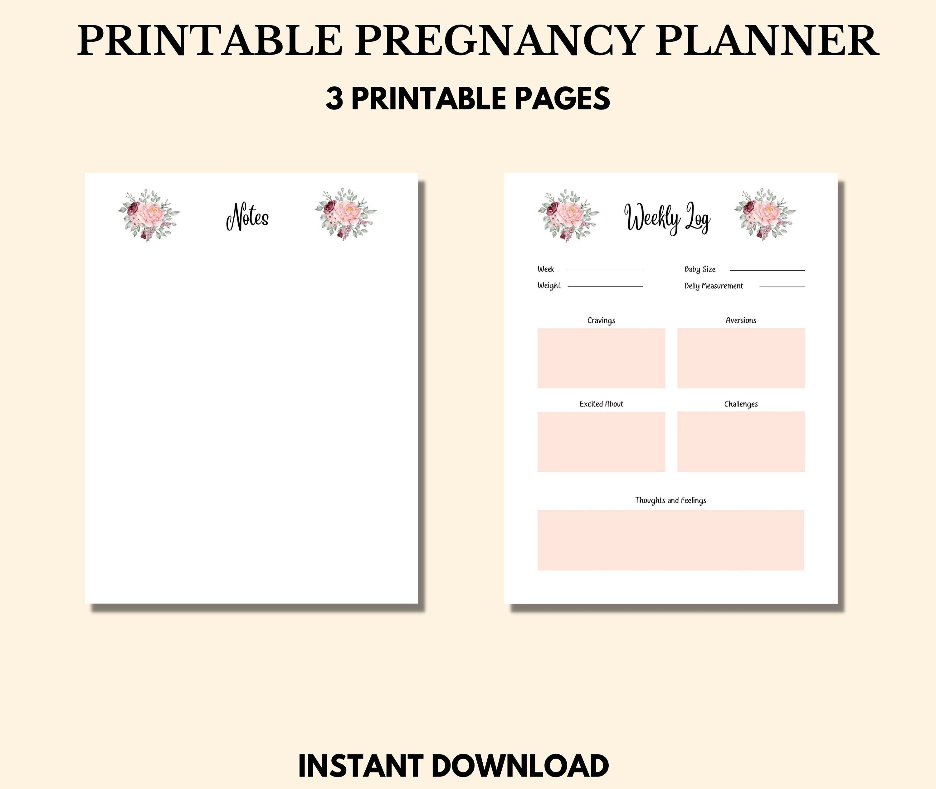 Printable Pregnancy Journal, Pregnancy Appointment Log, Pregnancy ...