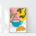 Boho Cafe Print, Latte Croissant Poster, Lemon Wall Art, Bright Happy ...