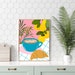 Boho Cafe Print, Latte Croissant Poster, Lemon Wall Art, Bright Happy ...