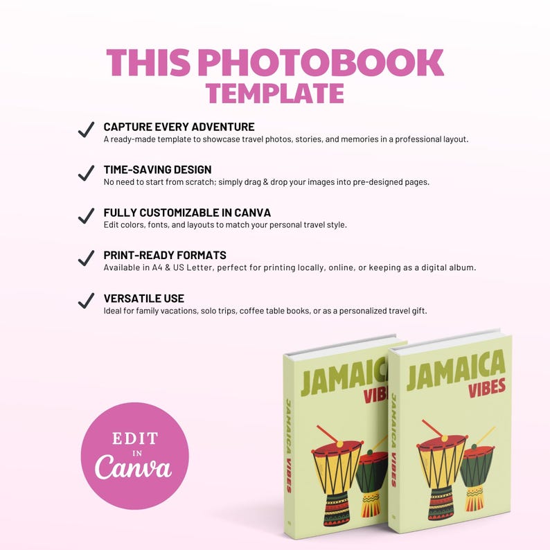 Jamaica Travel Photobook : Canva Template, Holiday Photo Album, Coffee ...