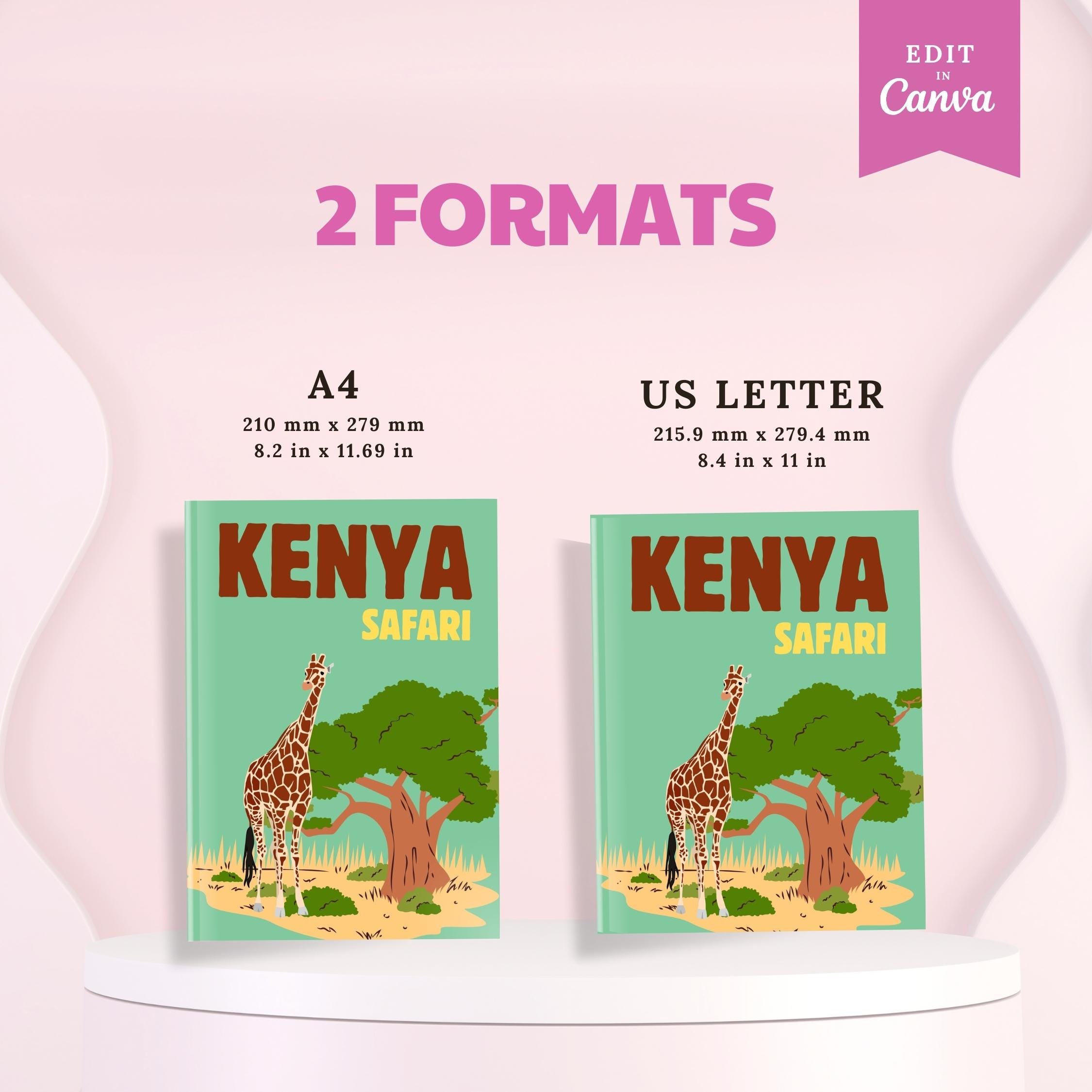 Kenya Travel Photobook : Canva Template, Safari Holiday Photo Album ...