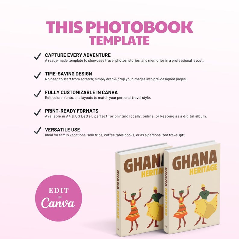 Ghana Travel Photobook : Canva Template, Africa Trip Photo Album ...