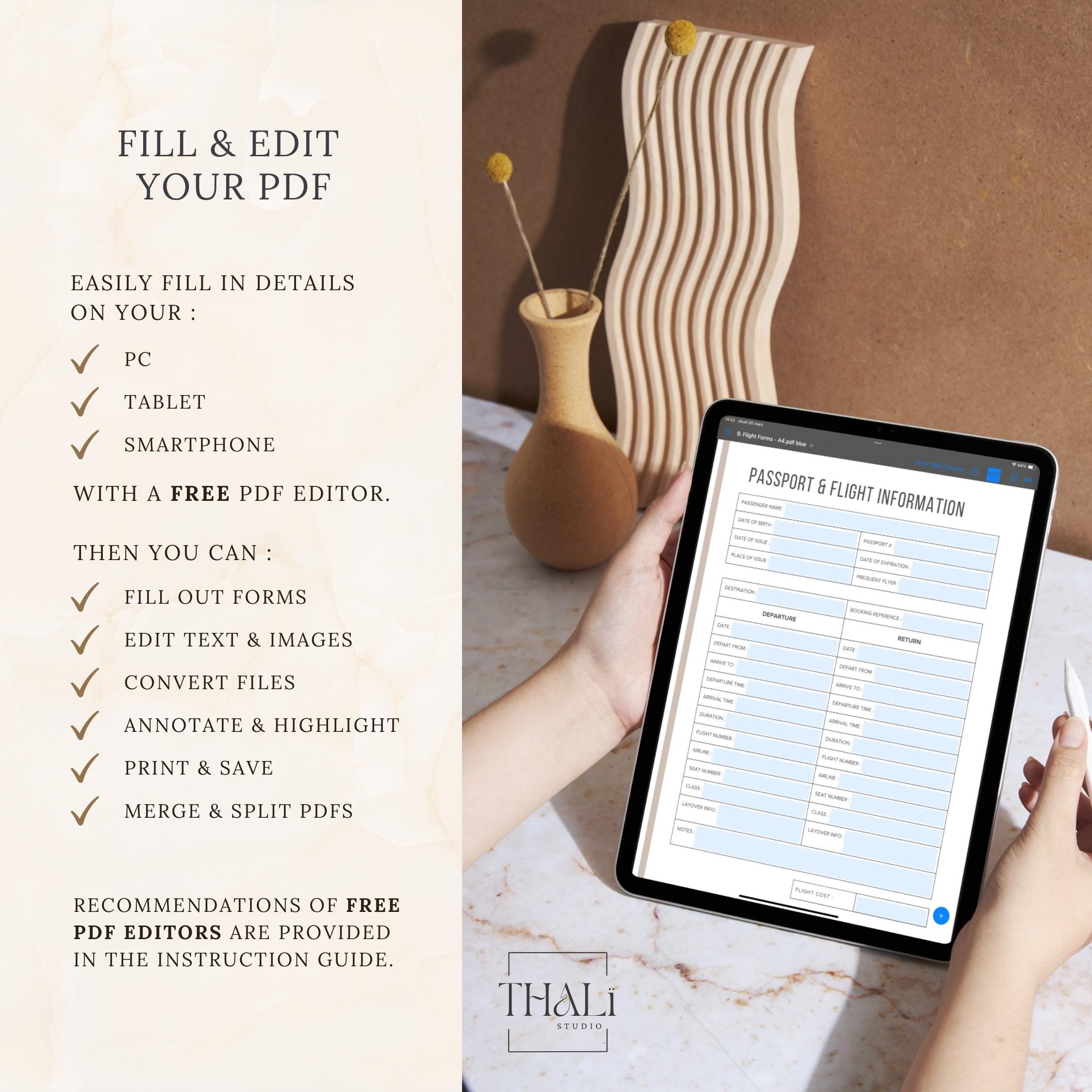 Editable Flight Details Form - Fillable Printable | Canva Template ...