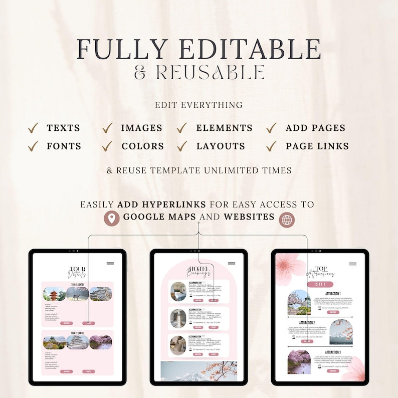 Japan Travel Itinerary Canva Template: Customizable Digital Trip ...