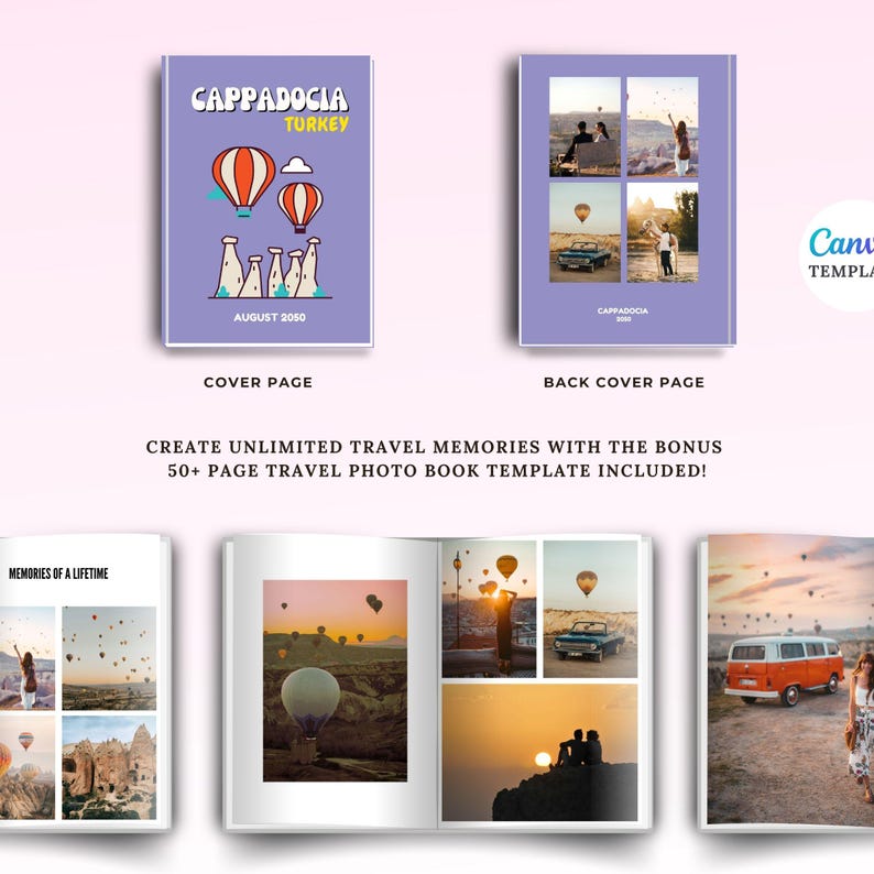 Custom 170+ Travel Photo Book Covers : Canva Template, Coffee Table ...
