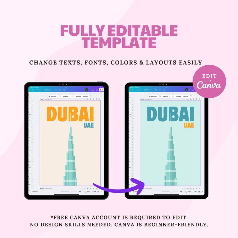Dubai Travel Photobook : Canva Template, Holiday Photo Album, Coffee ...